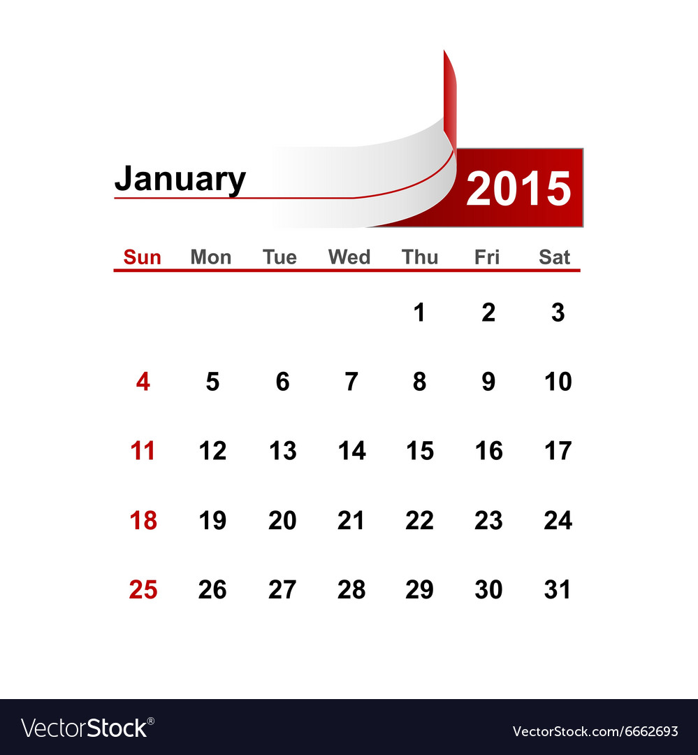 Simple calendar 2015 year january month Royalty Free Vector