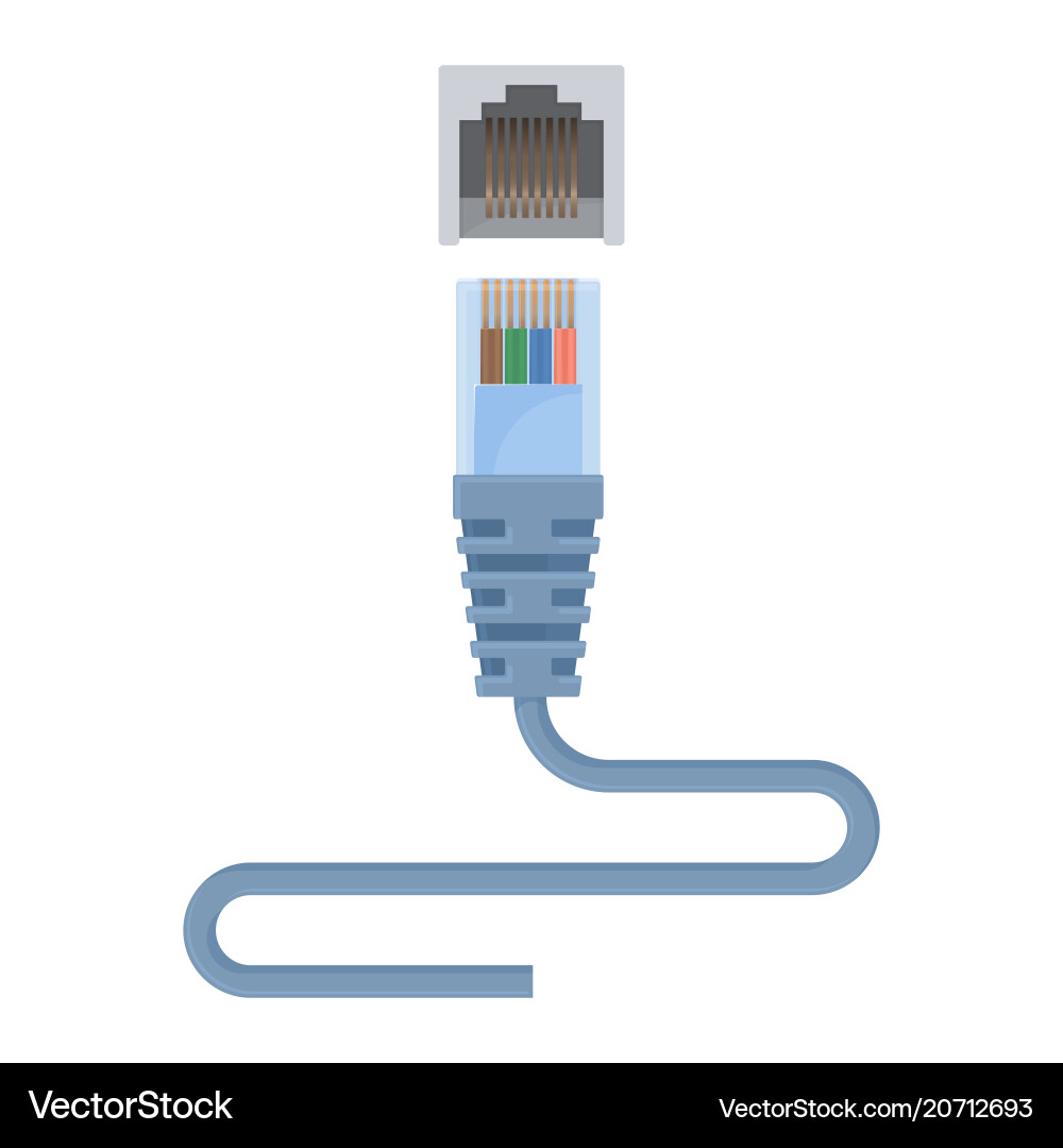 Special ethernet cable composed of connector and Vector Image