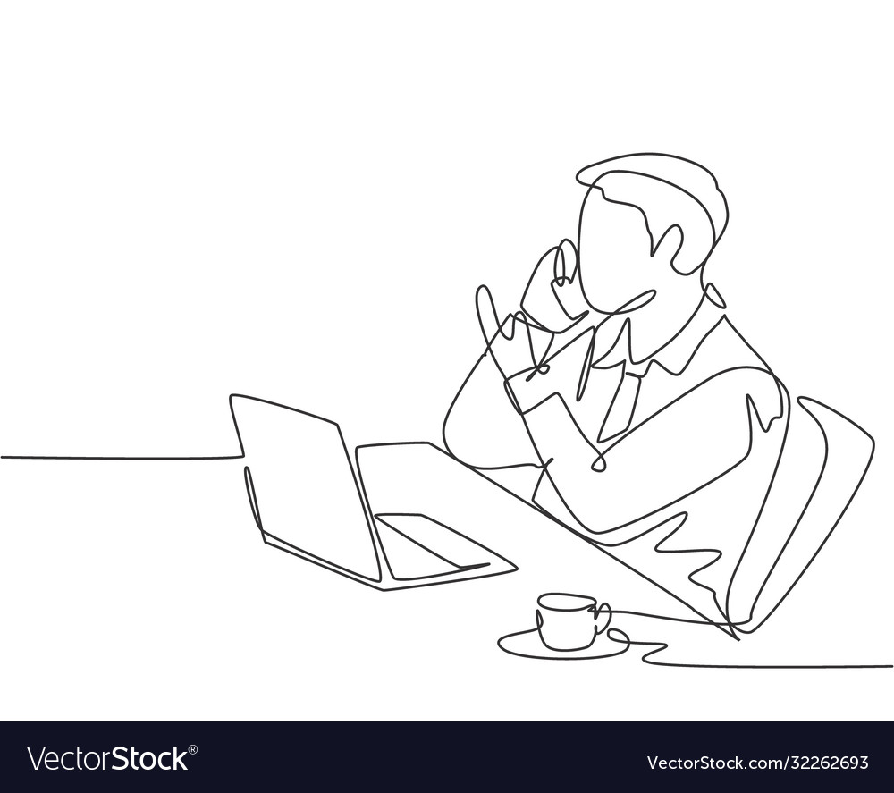 Work direction calling concept single continuous Vector Image