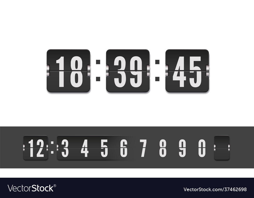 Analog airport board countdown timer with hour Vector Image Analog airport board countdown timer with hour Vector Image