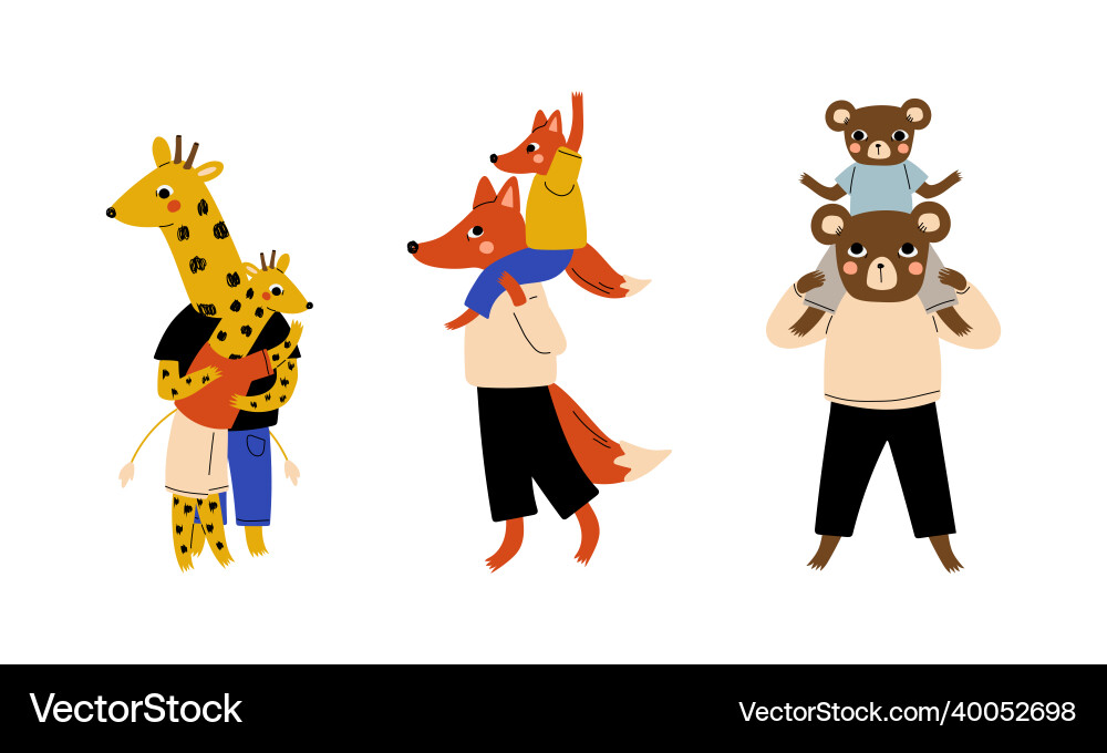 Animal parent humanized character standing Vector Image
