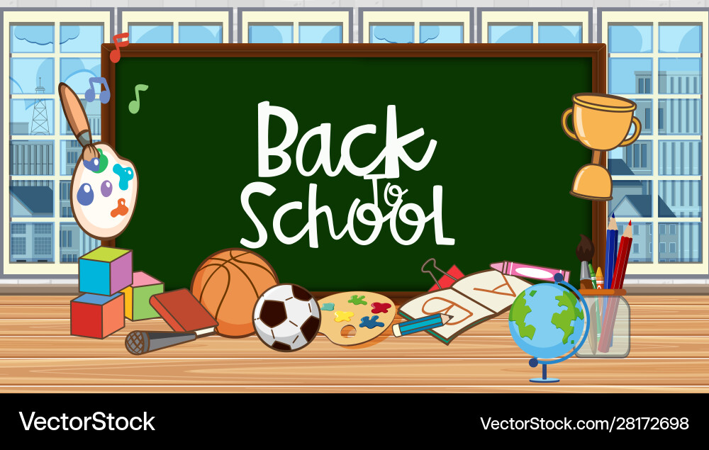 Back to school sign in classroom Royalty Free Vector Image