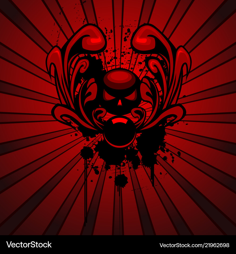 Horror emblem with ornament and dirty spray Vector Image