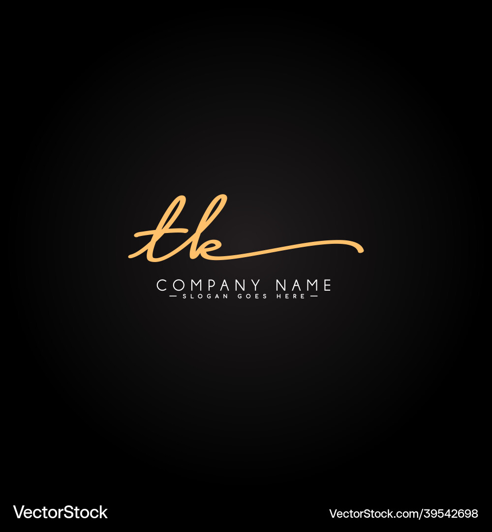 Initial letter tk logo - handwritten signature Vector Image