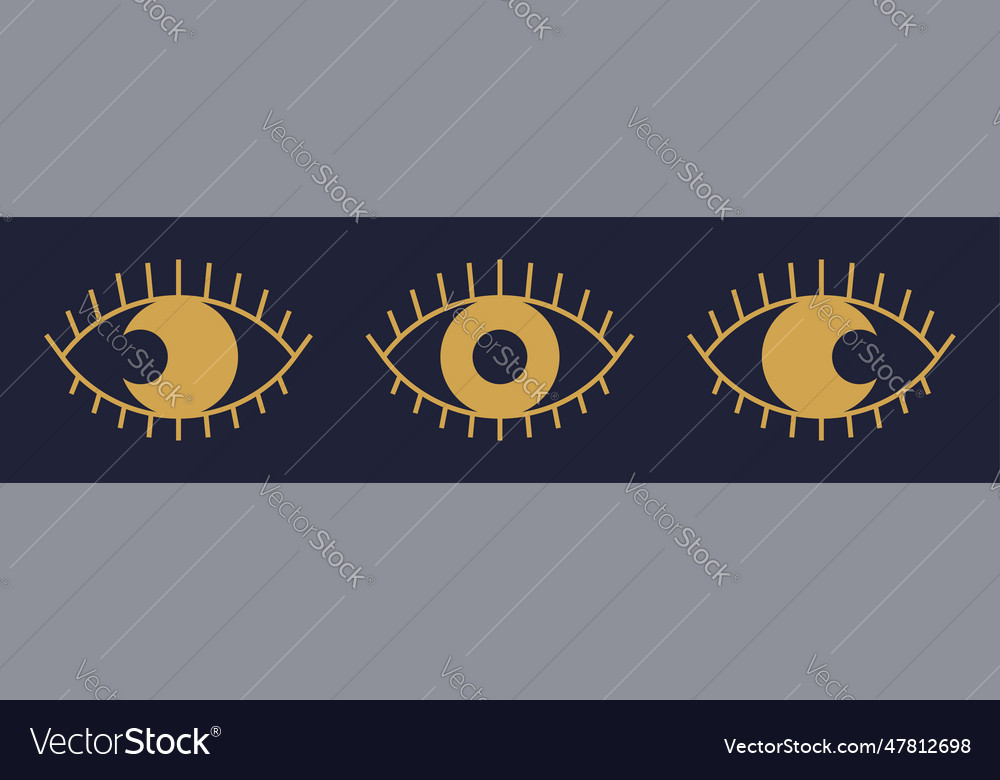 Moon eclipse inside eye esoteric occult Royalty Free Vector