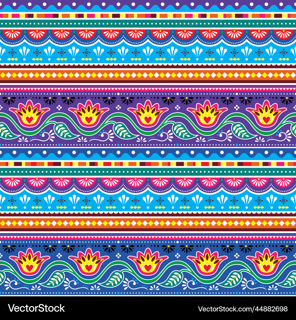 Pakistani truck art seamless print pattern Vector Image