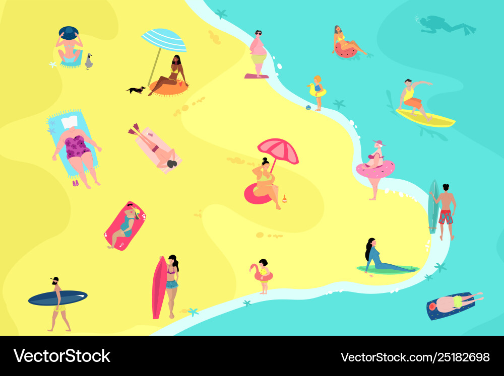 People having fun on beach summer vacation Vector Image