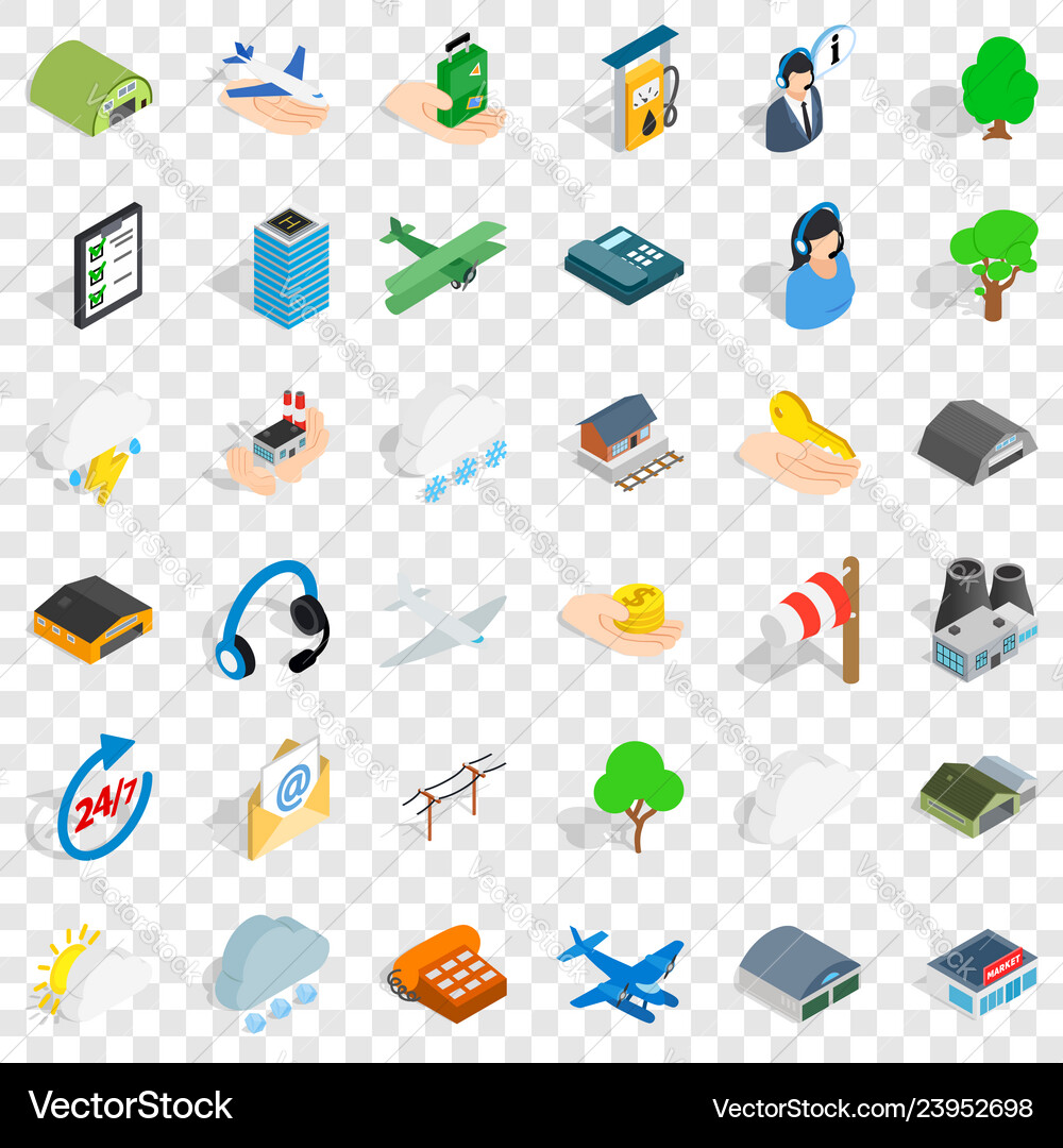 Plane terminal icons set isometric style Vector Image