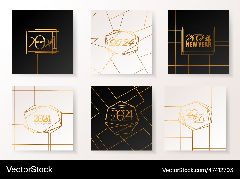 2024 numbers with geometrical polyhedron Vector Image