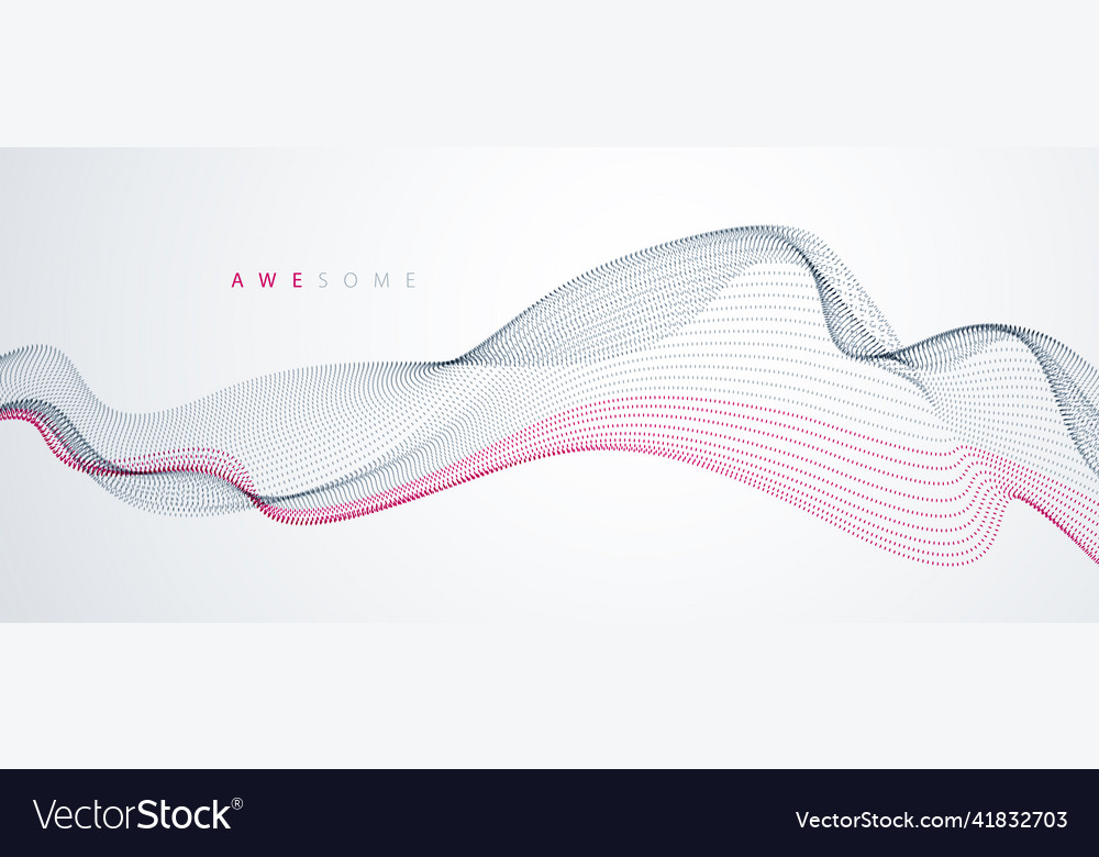 3d particles mesh array sound wave flowing round Vector Image