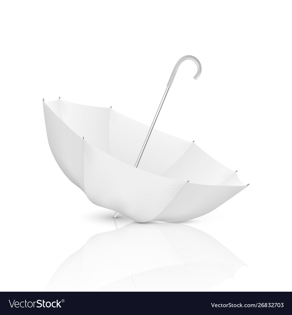 3d realistic render white blank umbrella Vector Image