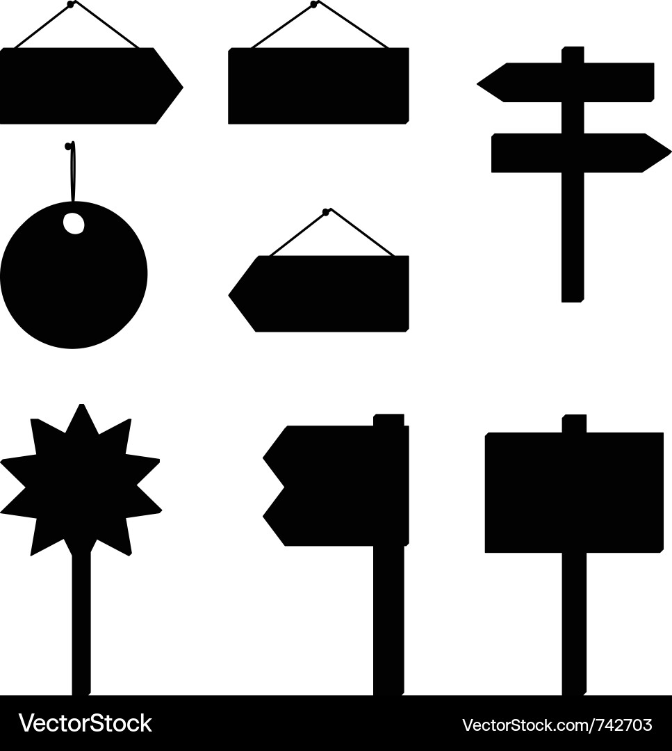 Billboards and signs silhouette set Royalty Free Vector