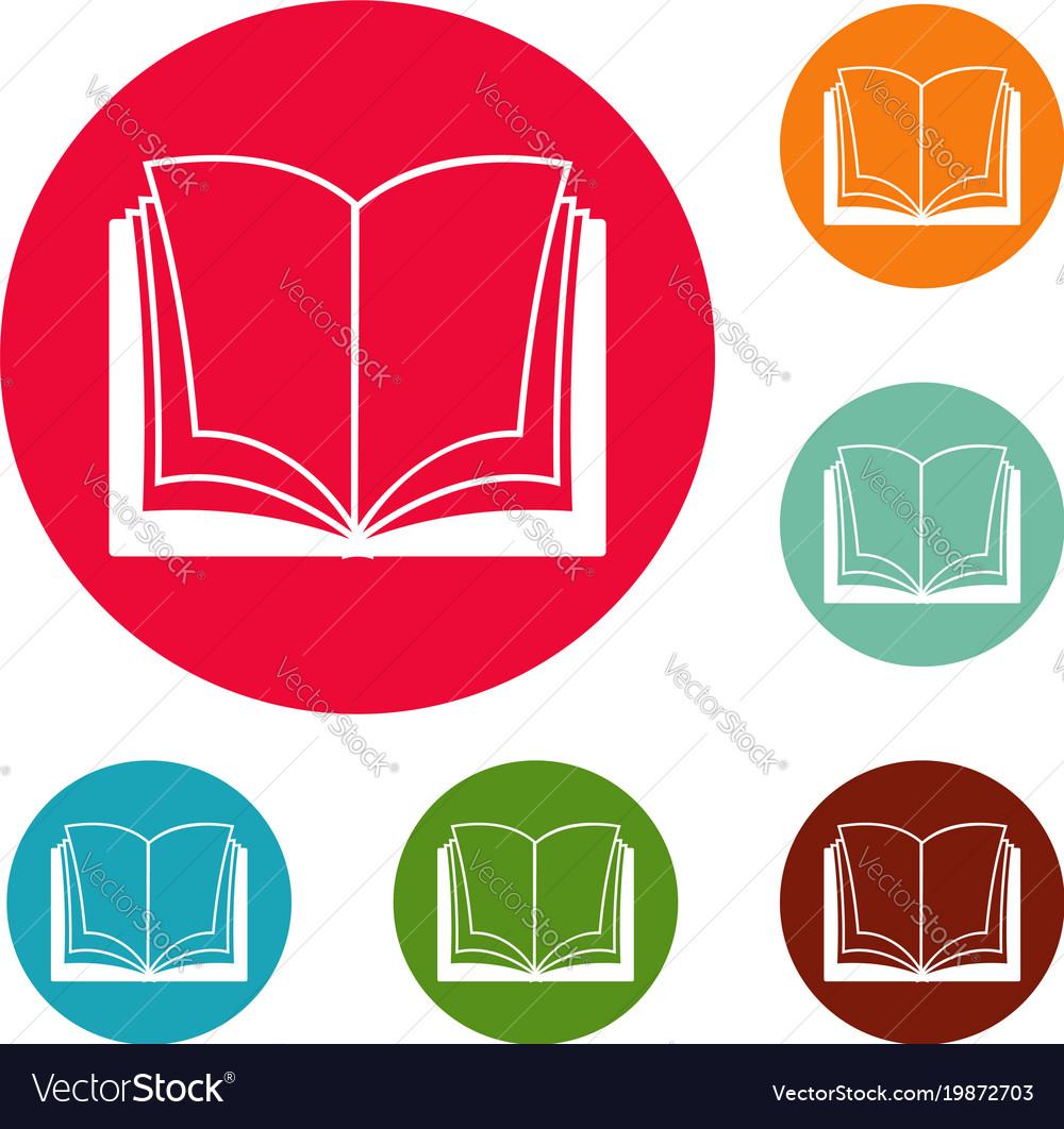 Book dictionary icons circle set Royalty Free Vector Image