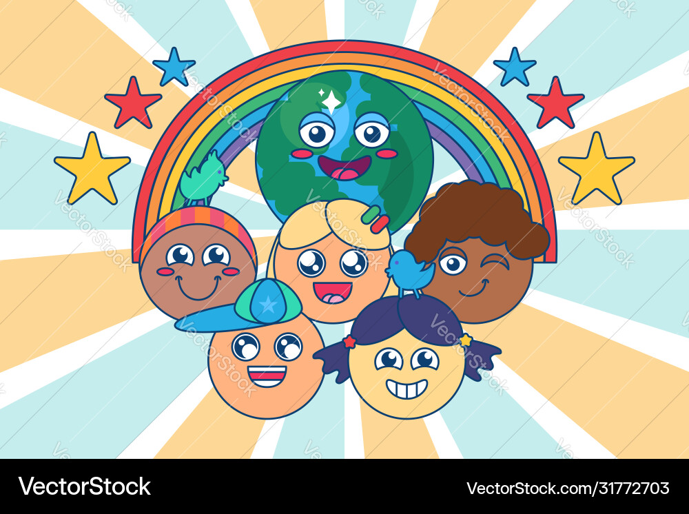 Diverse children group multi race kids Royalty Free Vector