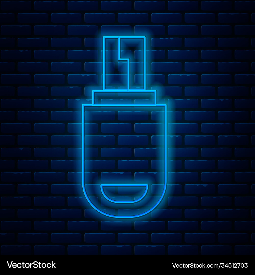 Glowing neon line usb flash drive icon isolated Vector Image