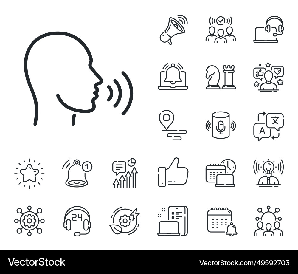 Human sing line icon talk sign place location Vector Image