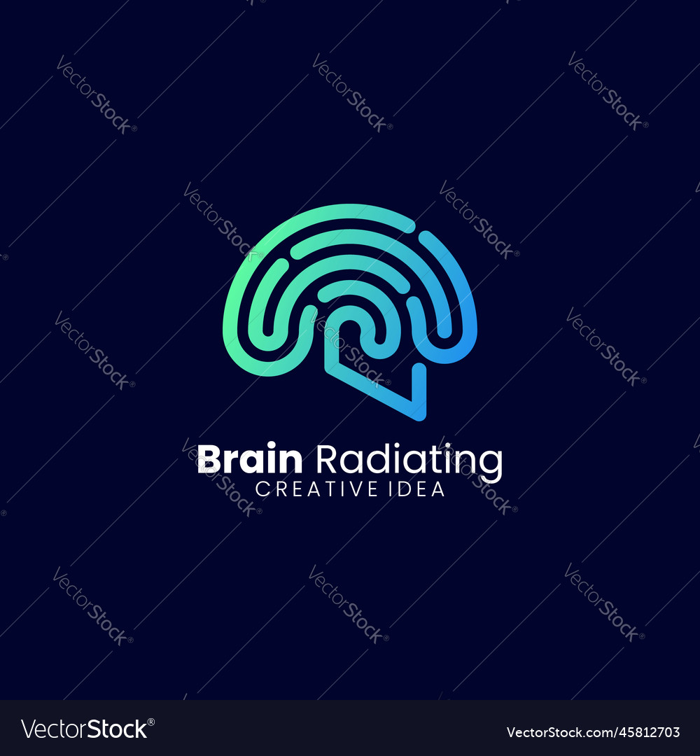 Logo brain gradient line art style Royalty Free Vector Image
