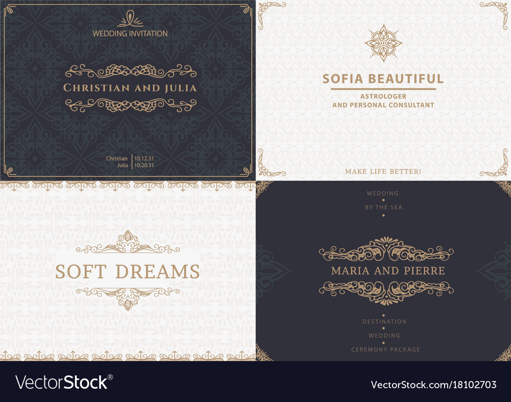 Monogram creative cards template Royalty Free Vector Image