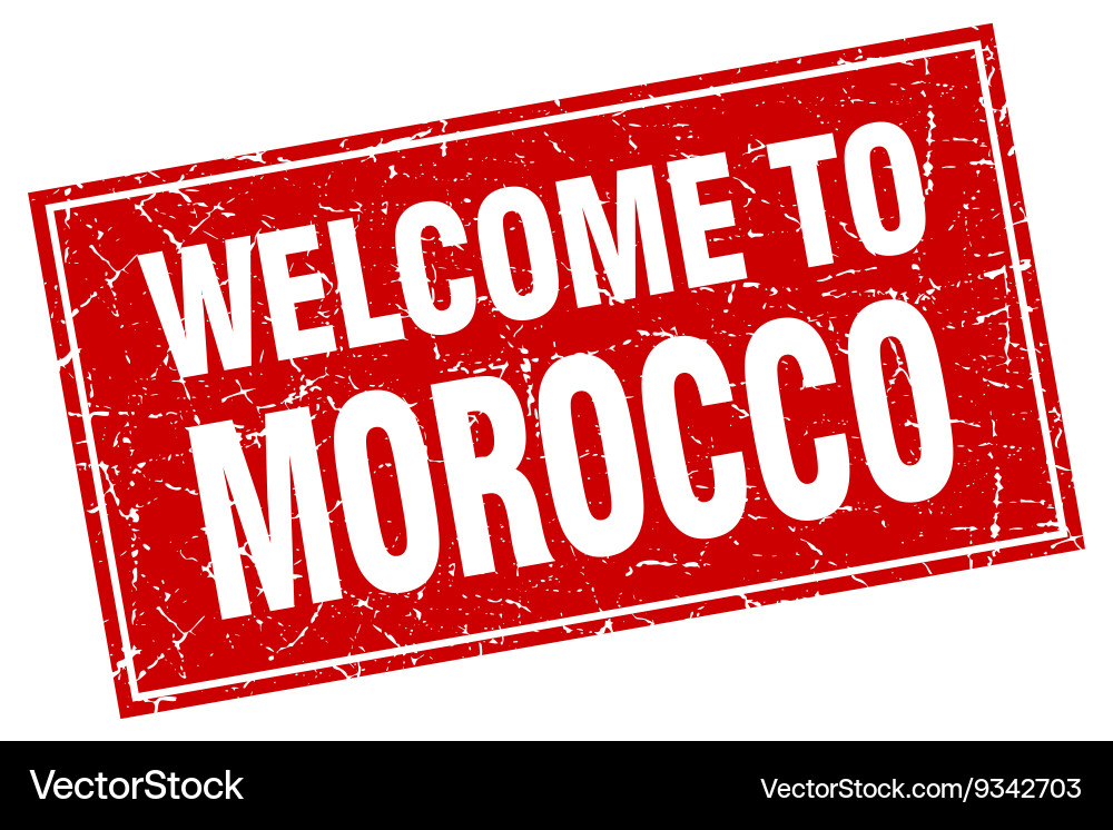 Morocco red square grunge welcome to stamp Vector Image
