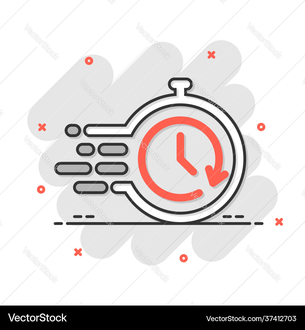 Recovery icon in comic style repeat clock cartoon Vector Image