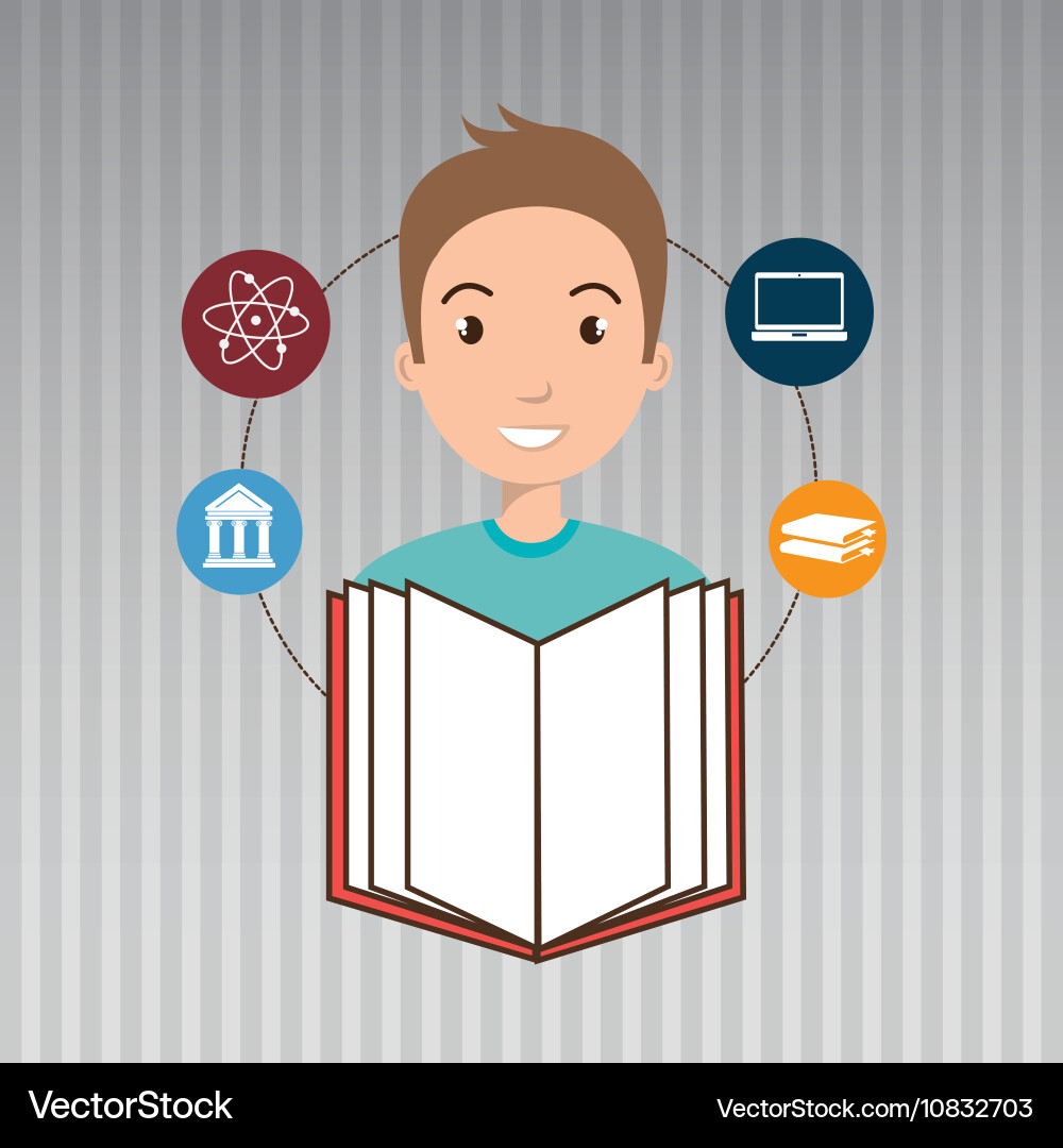 Student books college laptop Royalty Free Vector Image