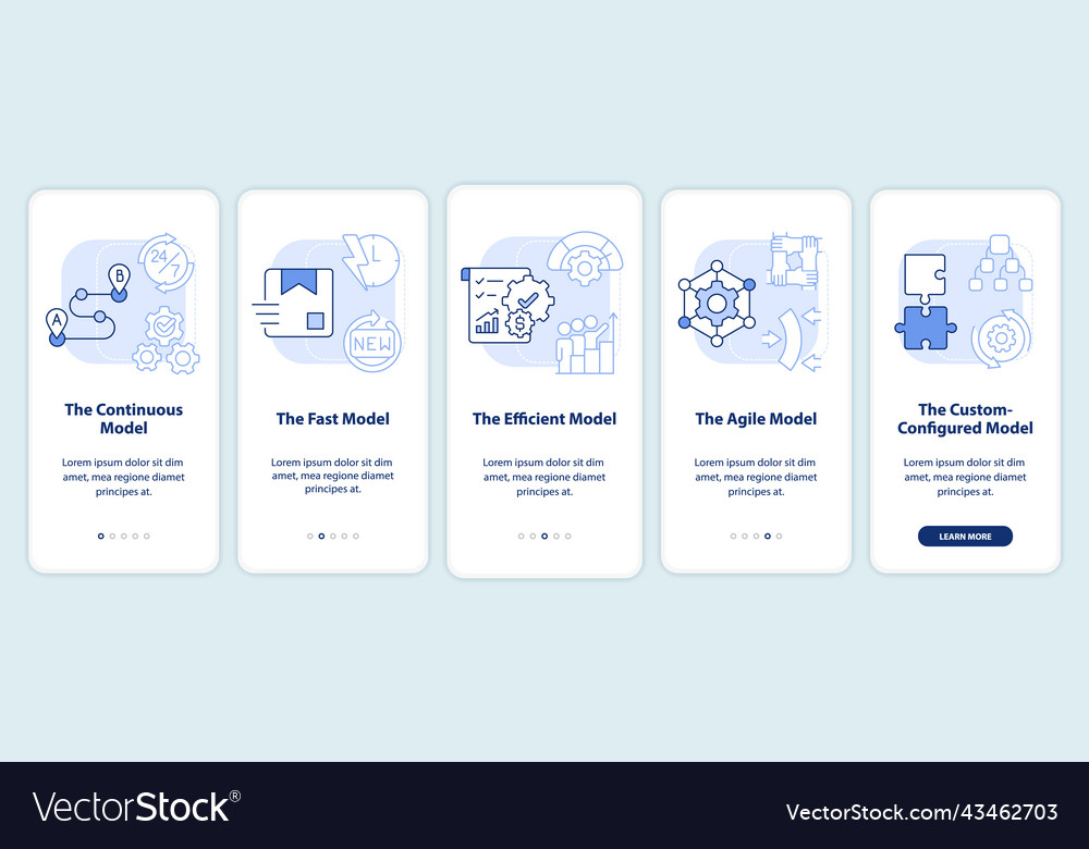 Supply Chain Models Light Blue Onboarding Mobile Vector Image