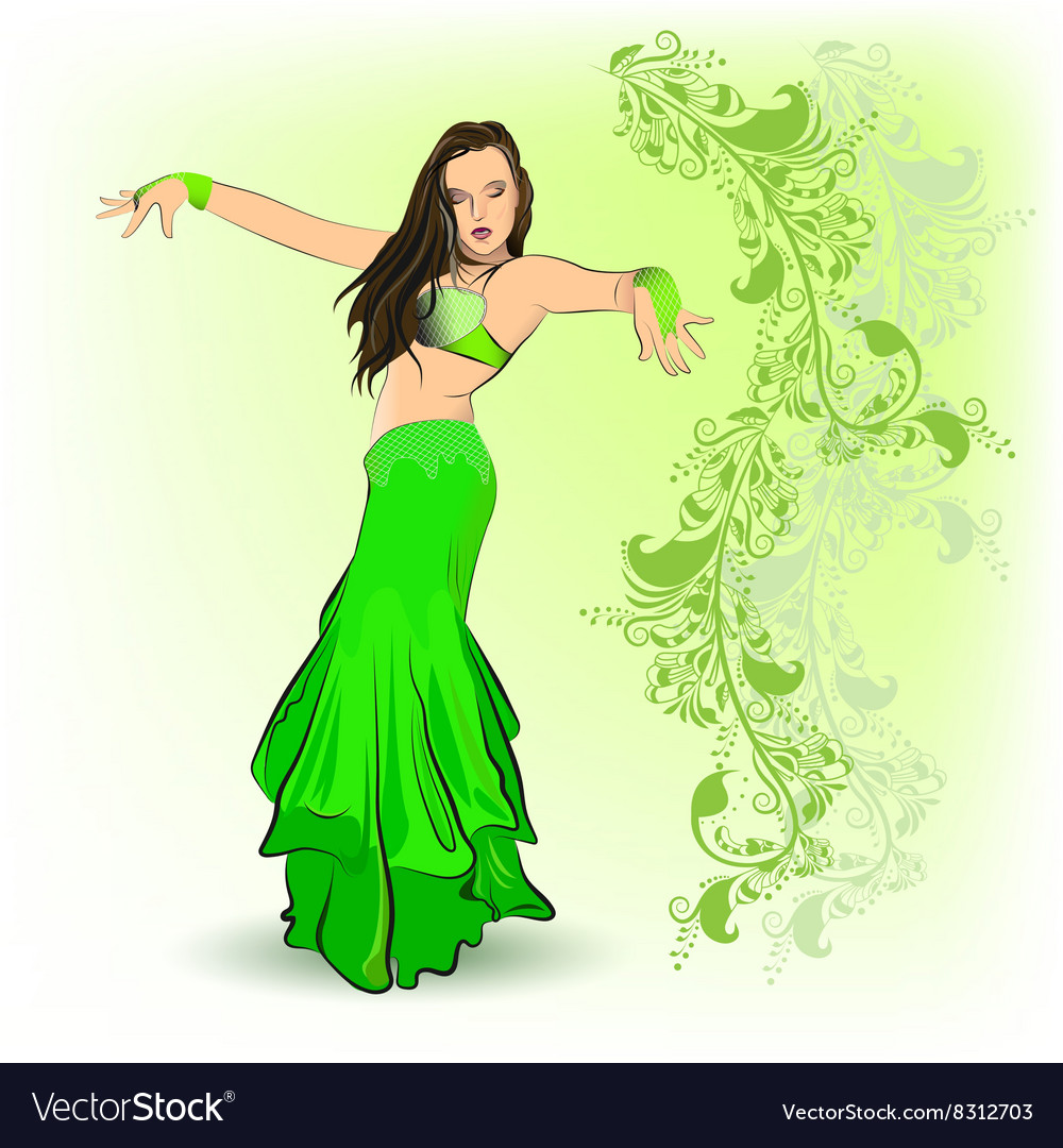 The Belly Dancer In Green Royalty Free Vector Image