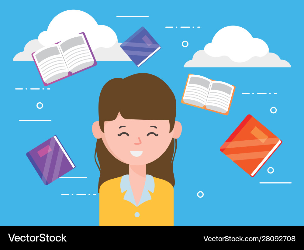 Avatar woman and learning online concept Vector Image