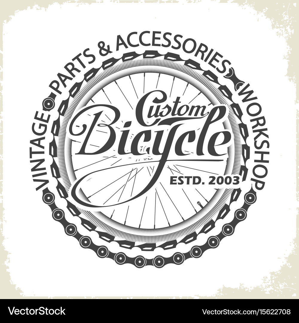 Bicycle monochrome wheel custom shop Royalty Free Vector