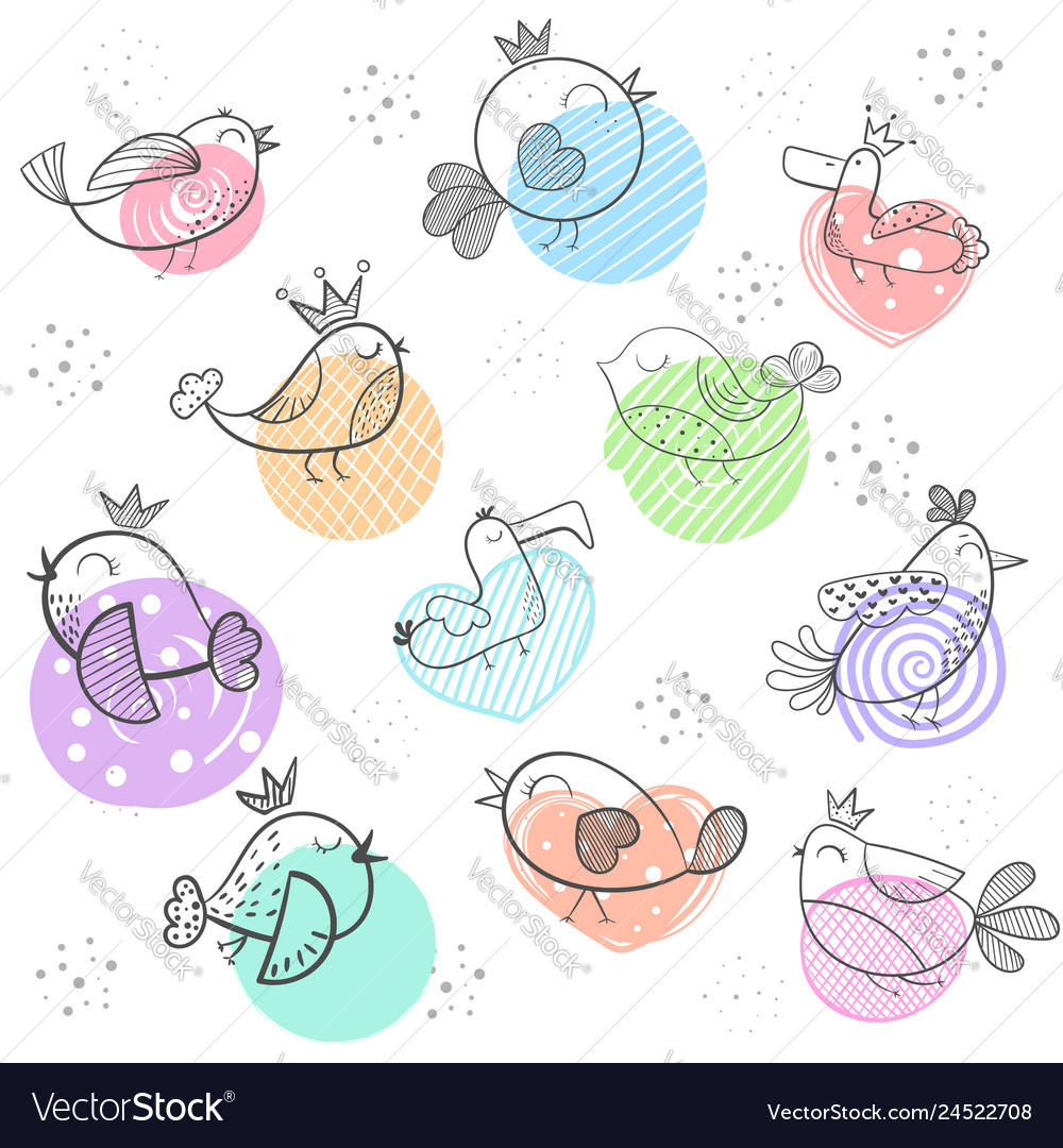 Cartoon Bird Cute Doodle Bird Royalty Free Vector Image