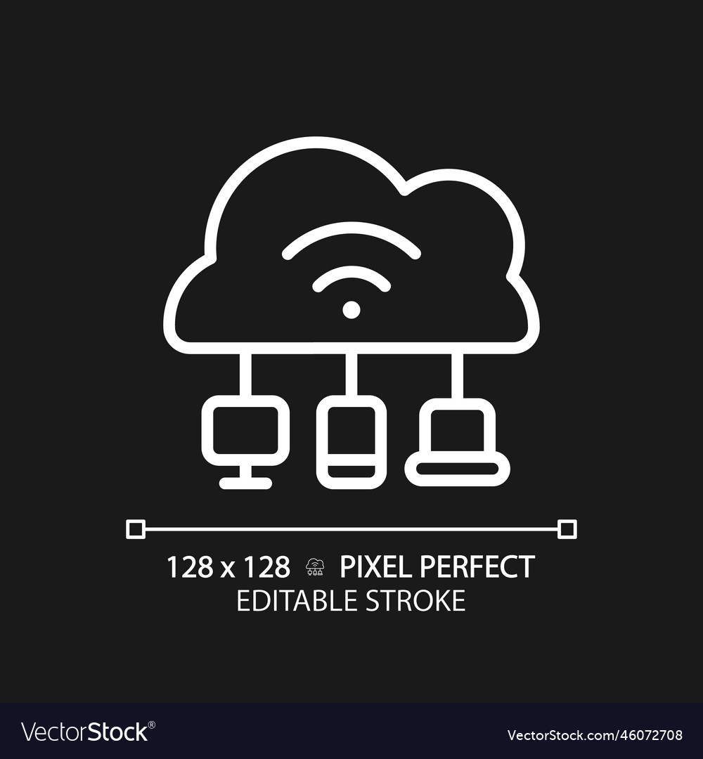 Cloud based iot pixel perfect white linear icon Vector Image Cloud based iot pixel perfect white linear icon Vector Image