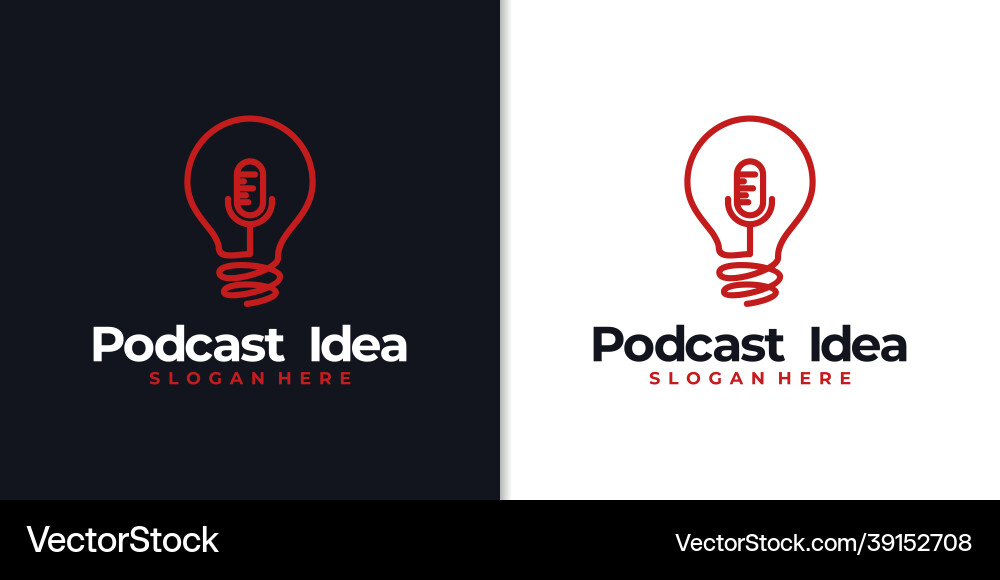 Creative smart podcast logo design with line art Vector Image