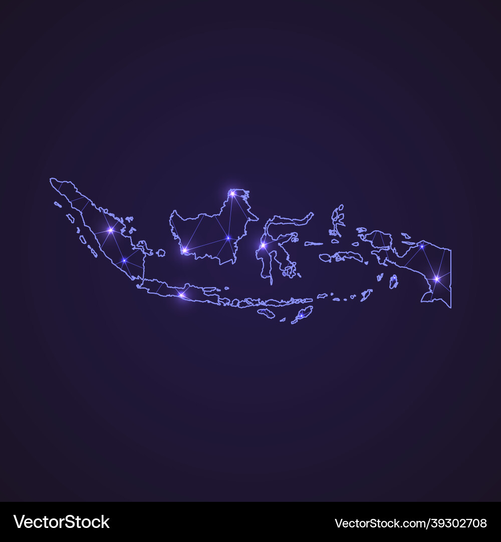 Digital network map of indonesia abstract connect Vector Image
