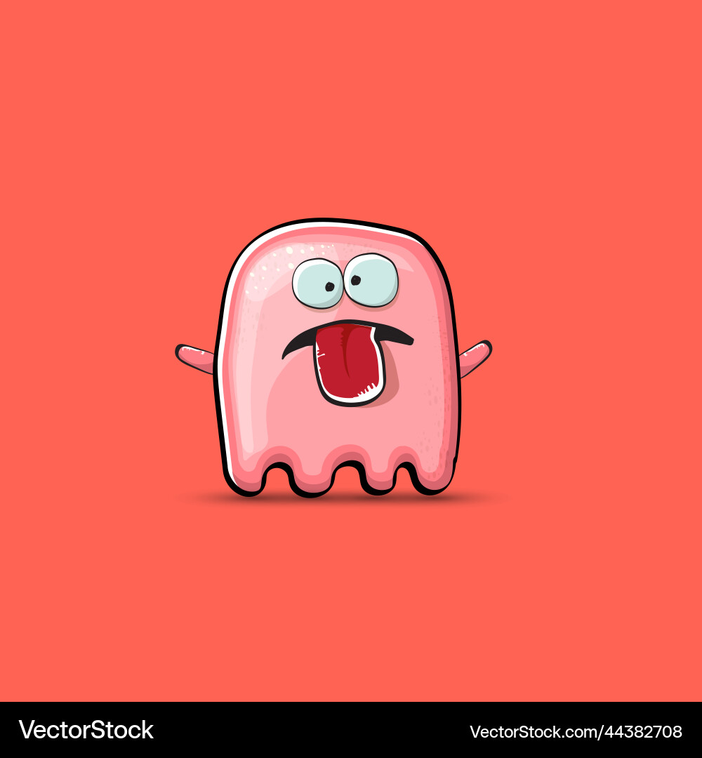 Funny cute smiling pink ghost monster isolated Vector Image