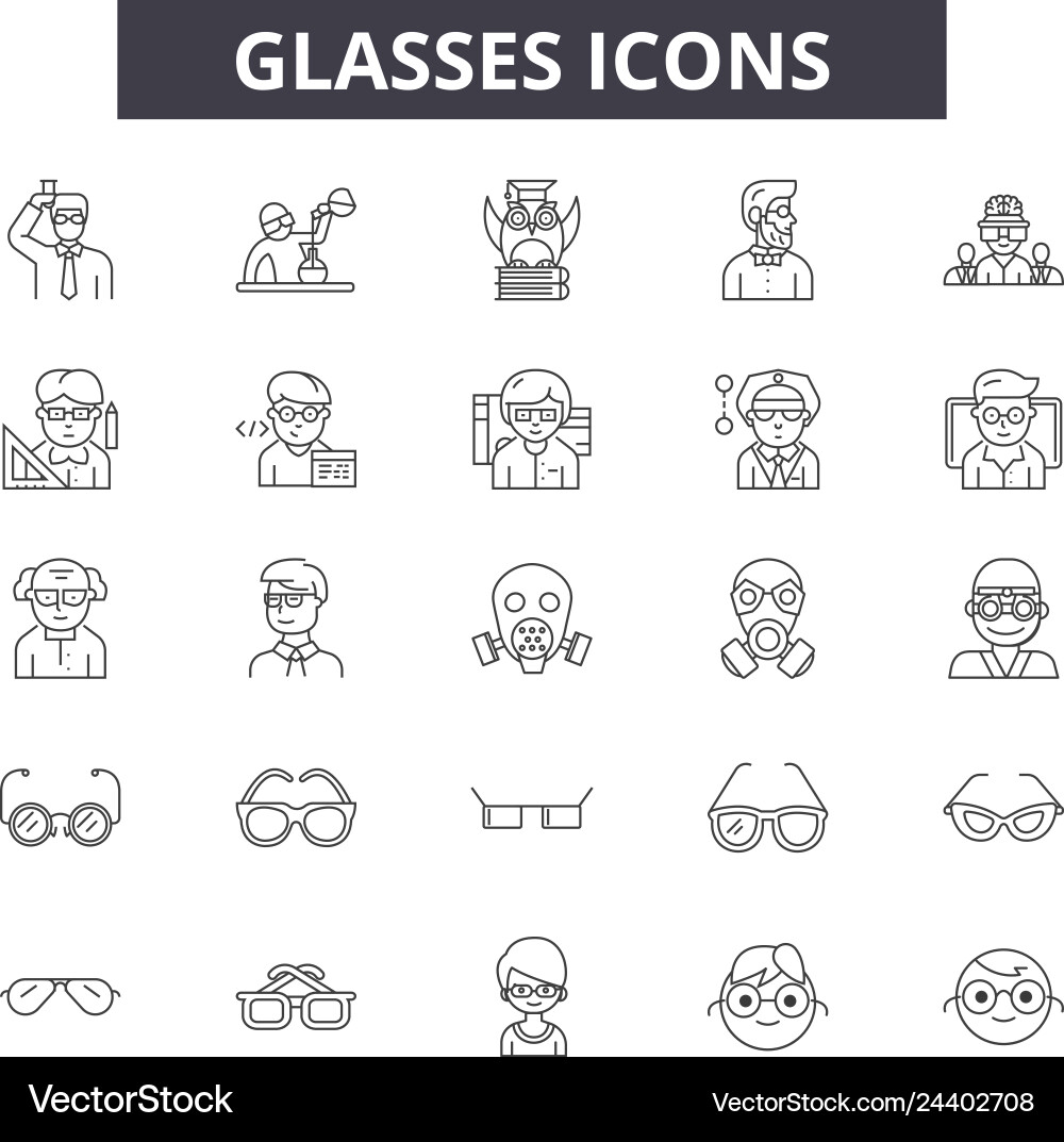 Glasses line icons for web and mobile design Vector Image