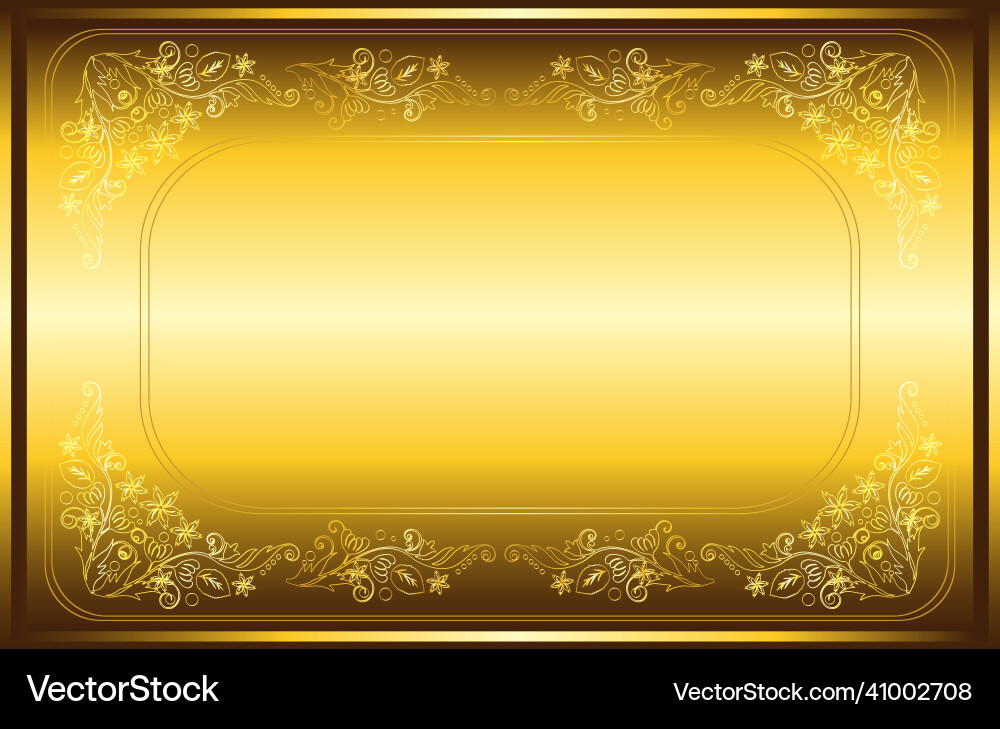 Golden floral border frame card design Royalty Free Vector
