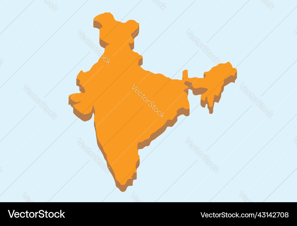 India 3d minimal map geography asia Royalty Free Vector