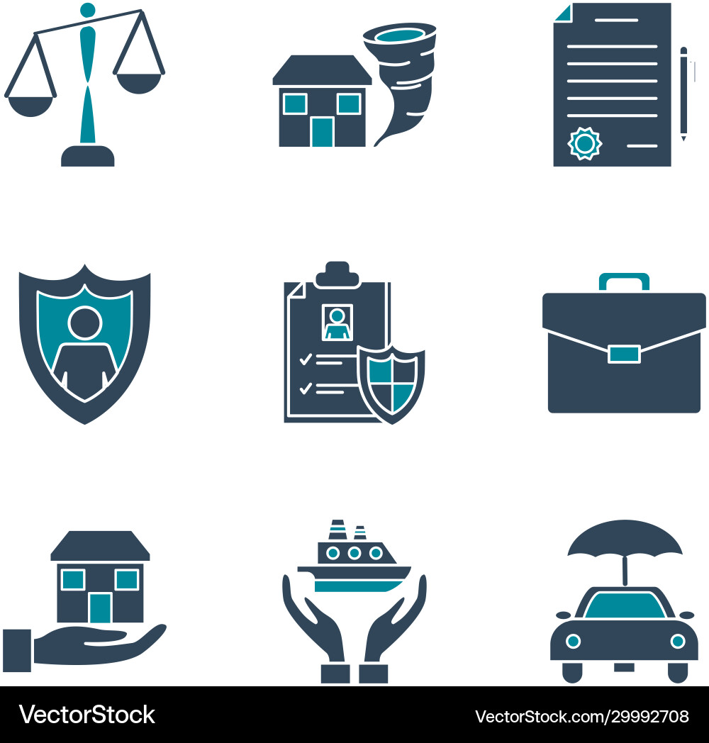 Insurance silhouette style icon set design Vector Image