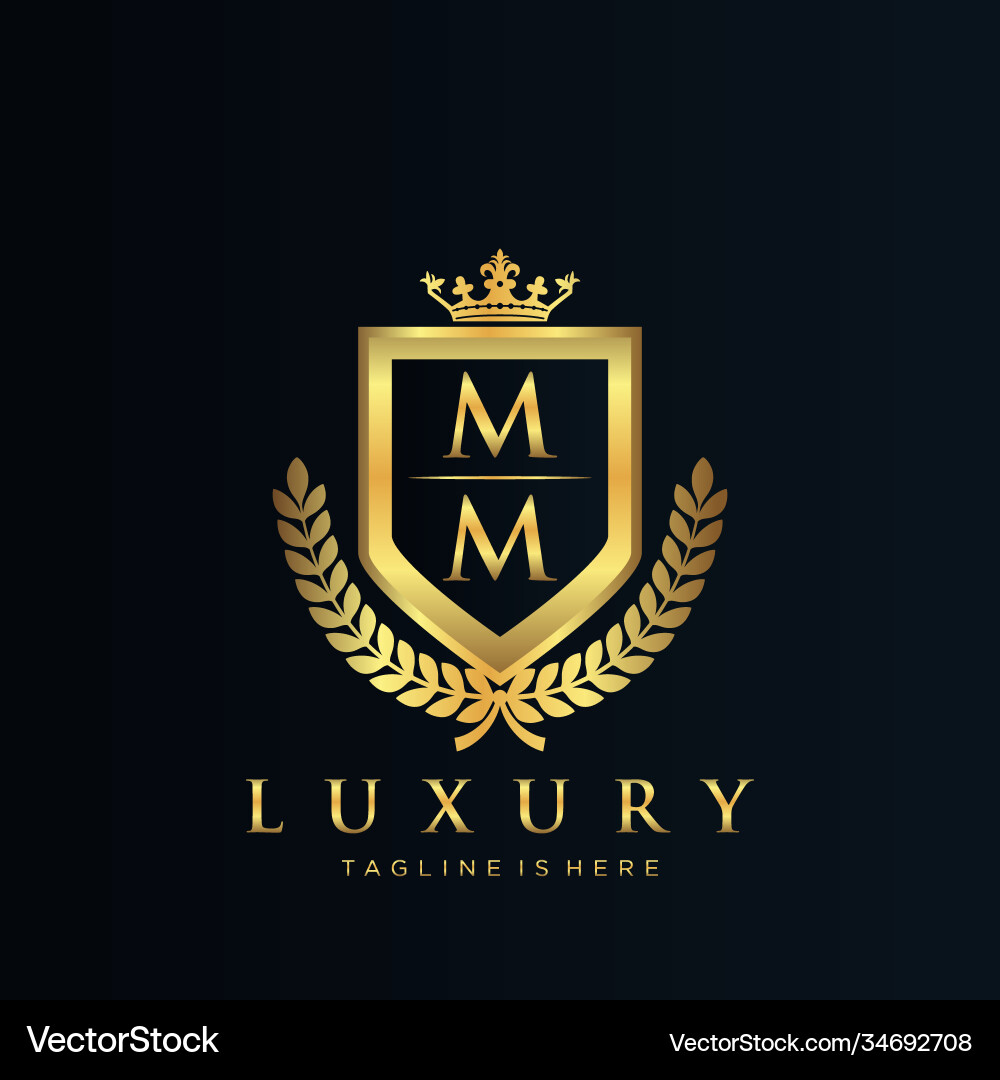 Mm letter initial with royal luxury logo template Vector Image