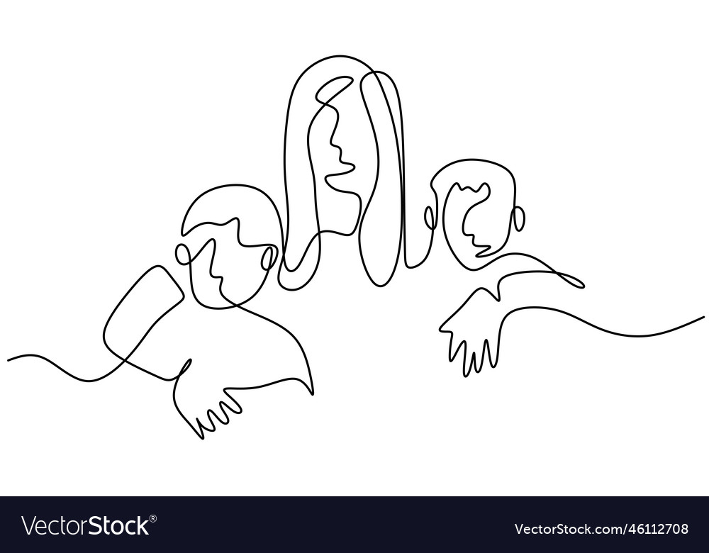One continuous single line of mother with her son Vector Image
