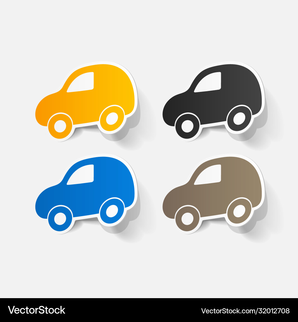 Paper clipped sticker symbol car Royalty Free Vector Image