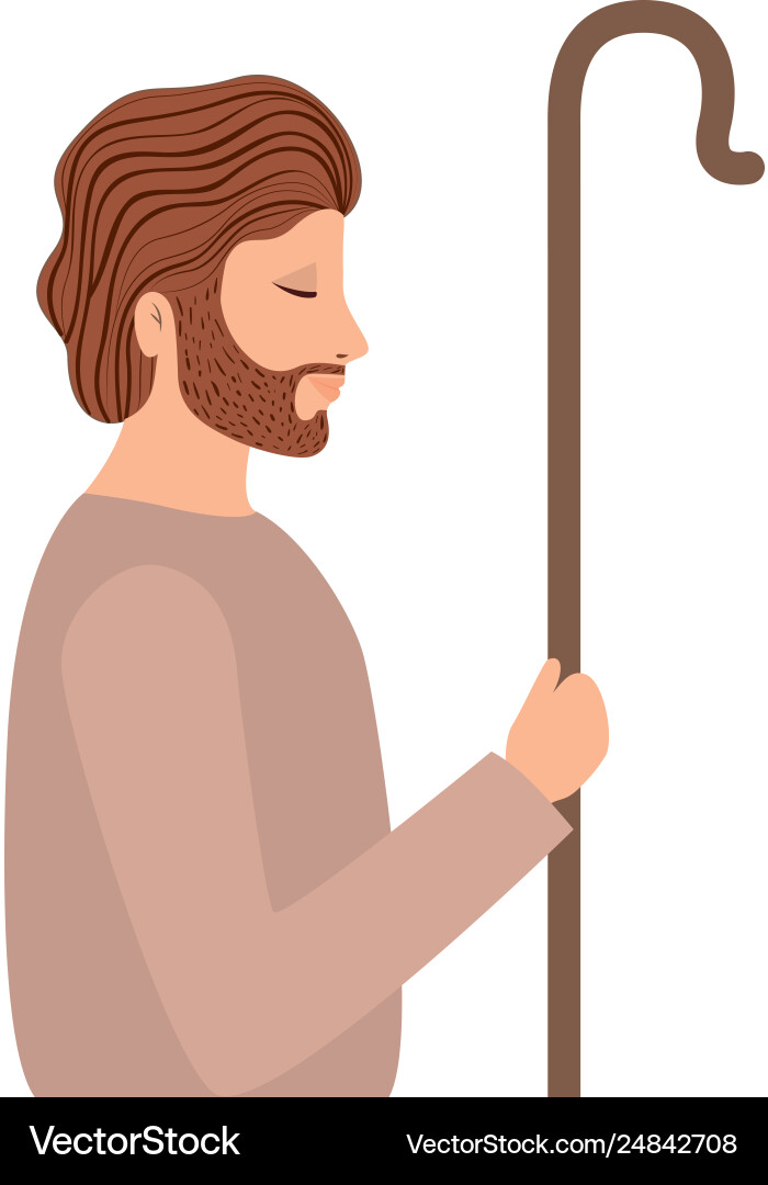 Saint joseph with cane character Royalty Free Vector Image