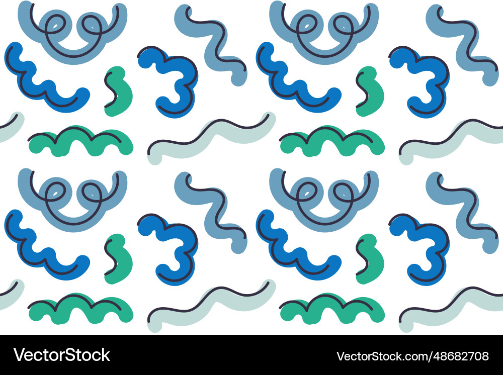 Seamless pattern of colorful abstract squiggles Vector Image