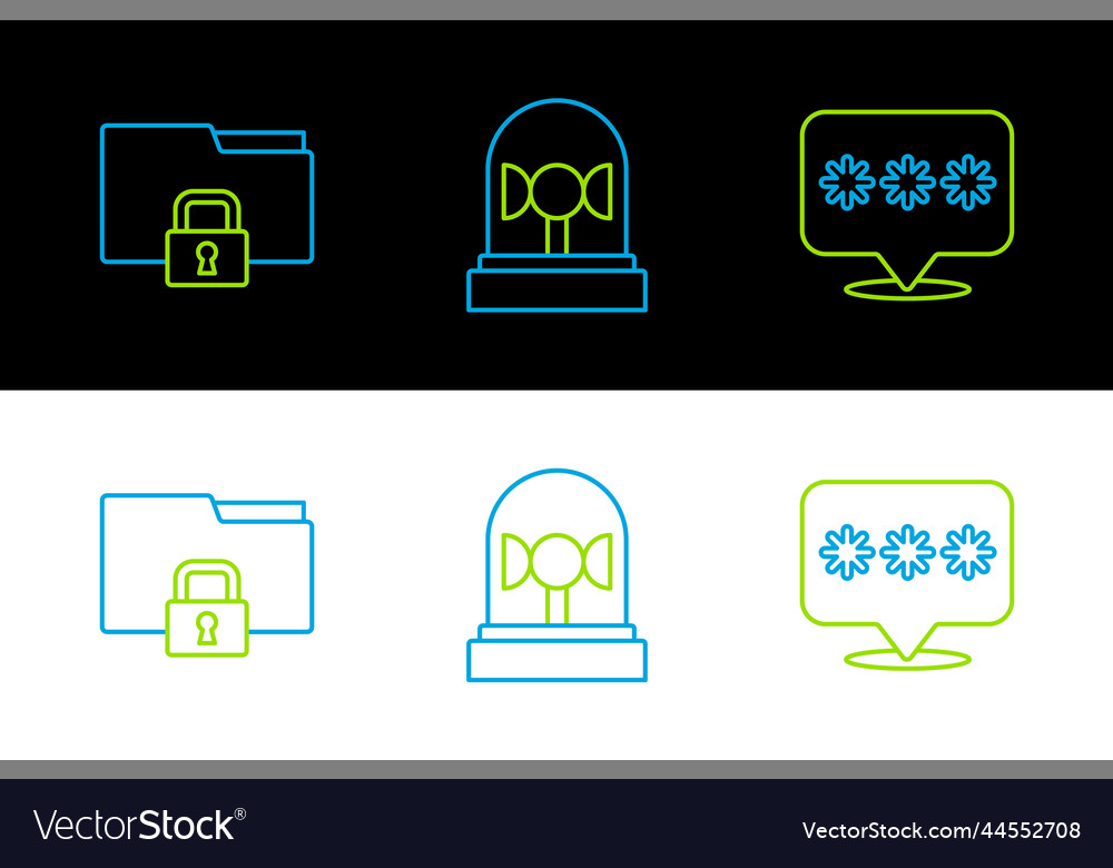 Set line password protection folder and lock Vector Image Set line password protection folder and lock Vector Image