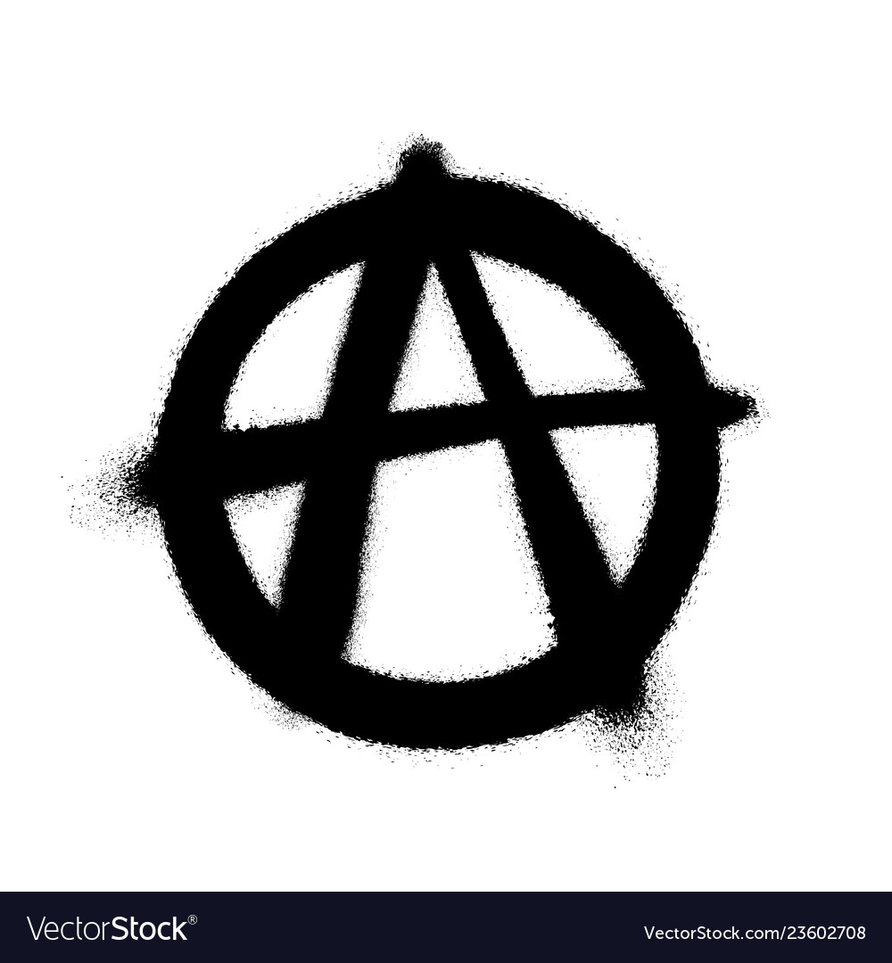 Sprayed anarchy symbol with overspray in black Vector Image Sprayed anarchy symbol with overspray in black Vector Image