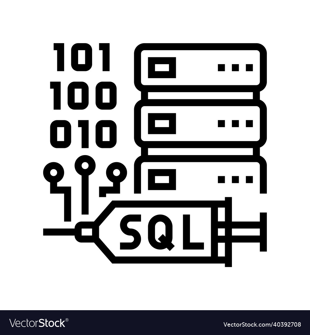 Sql injections line icon Royalty Free Vector Image