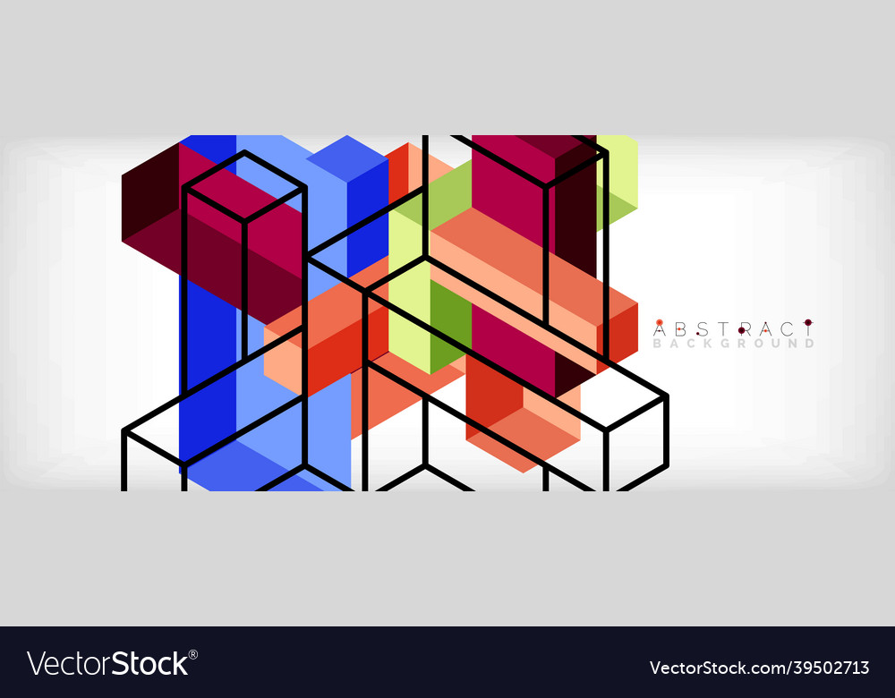 Abstract background 3d cubes cubic elements Vector Image