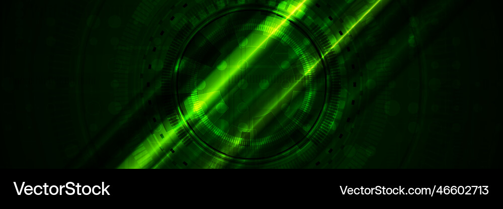Bright green glowing technology banner with hud Vector Image