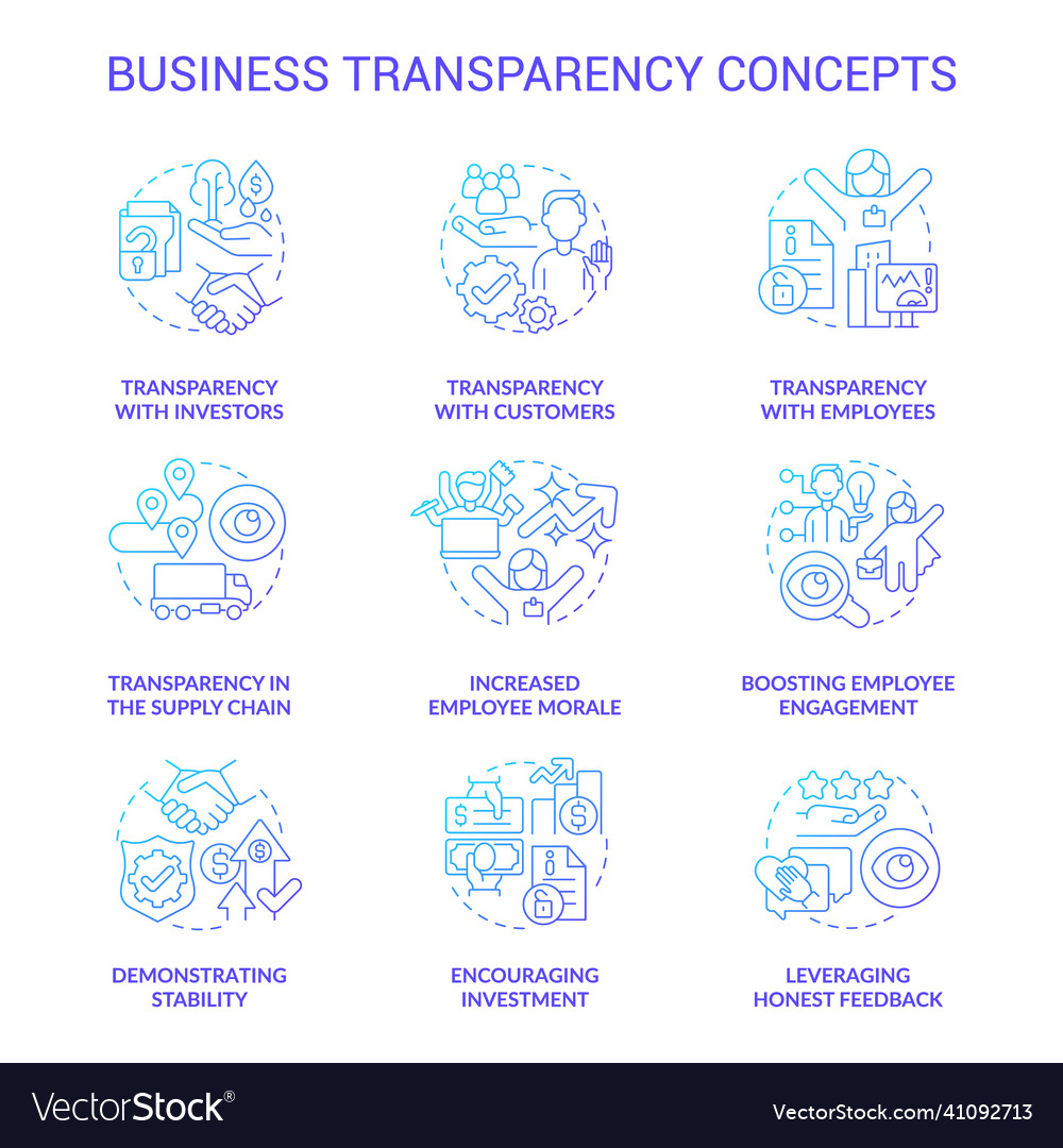 Business transparency blue gradient concept icons Vector Image Business transparency blue gradient concept icons Vector Image