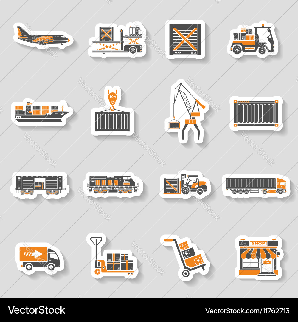 Cargo Transport and Packaging two color sticker Vector Image